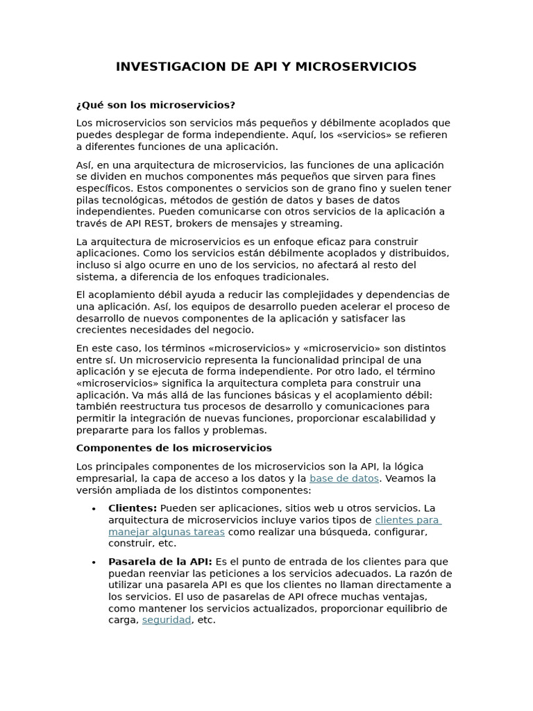 Investigacion de Api y Microservicios | PDF | Software de la aplicacion | Software
