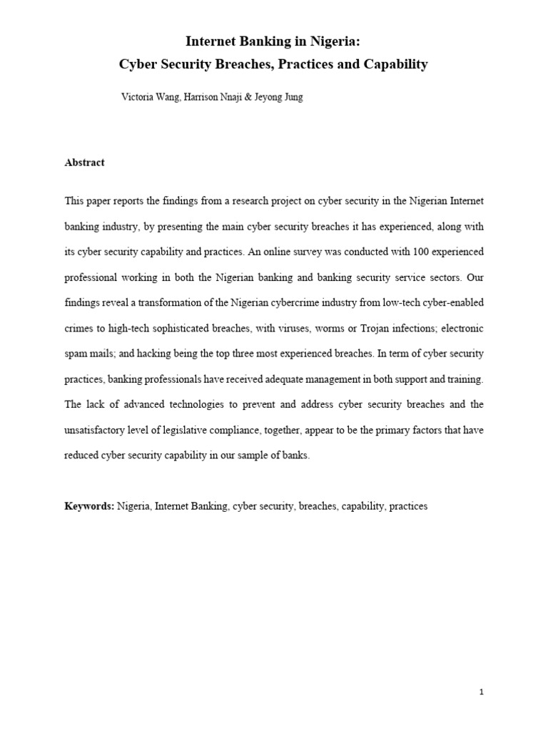 Manuscript Internet Banking in Nigeria | PDF | Computer Security | Security