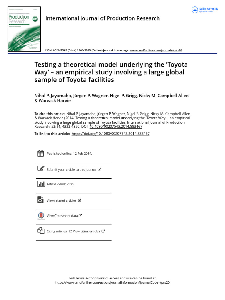 2.testing A Theoretical Model Underlying The Toyota Way An Empirical ...