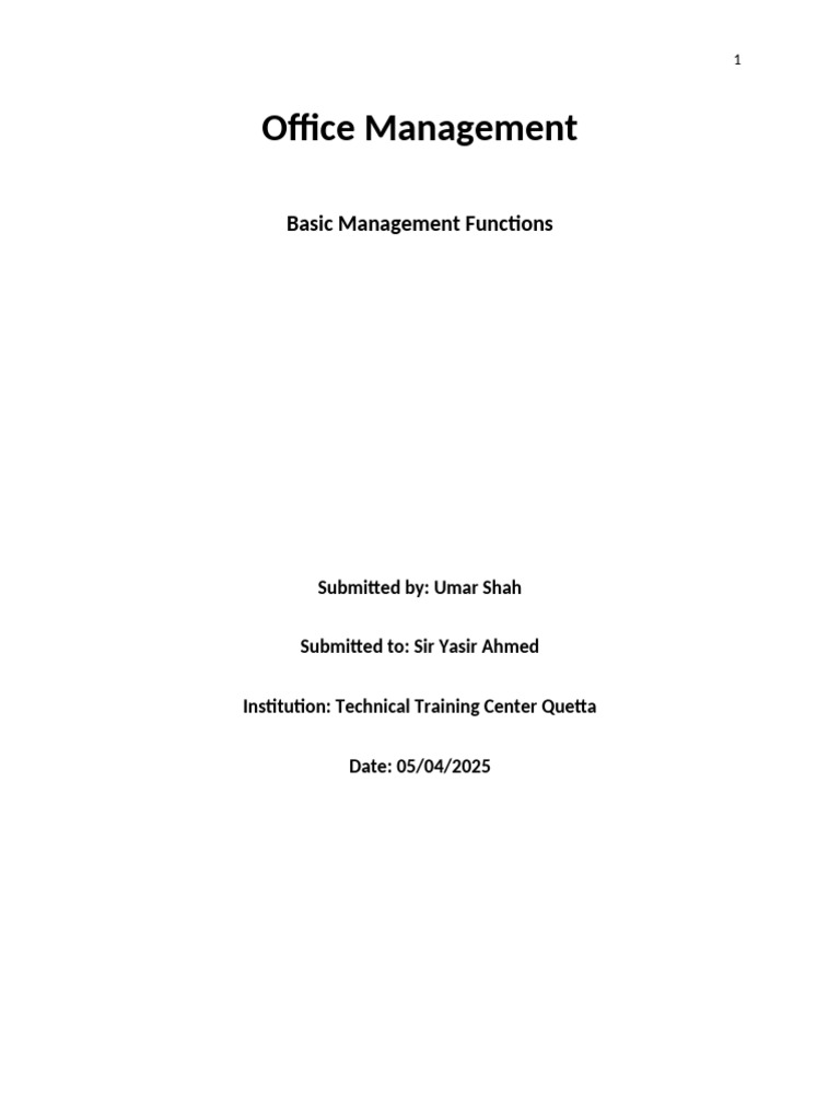 Office Management - Assignment by Umar | PDF | Application Software ...