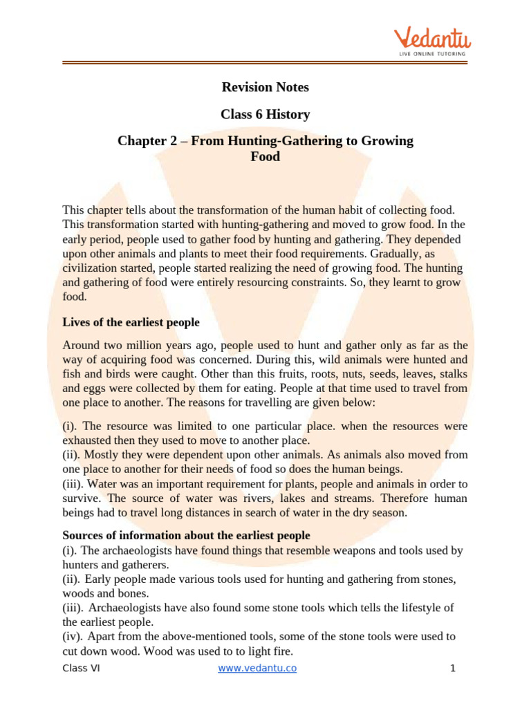 From Hunting-Gathering To Growing Food Class 6 Notes CBSE History ...