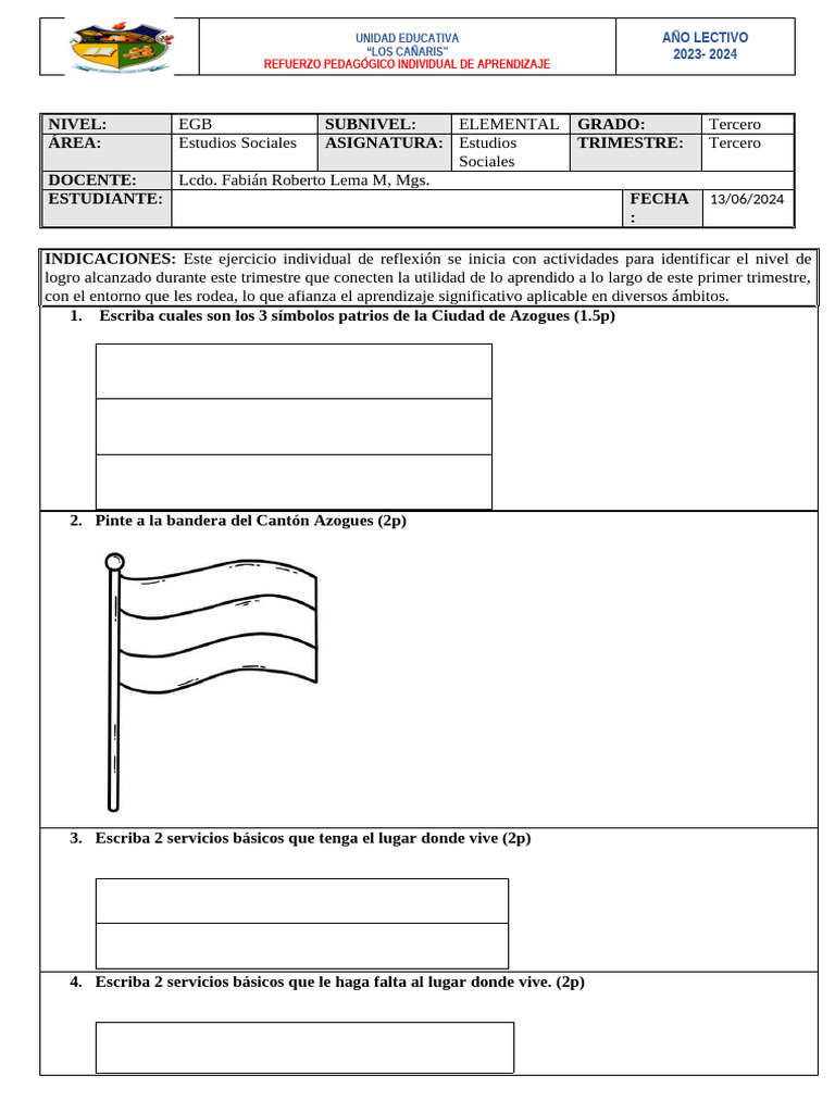 Evaluacion Trimestral 3 Grado Eess | PDF