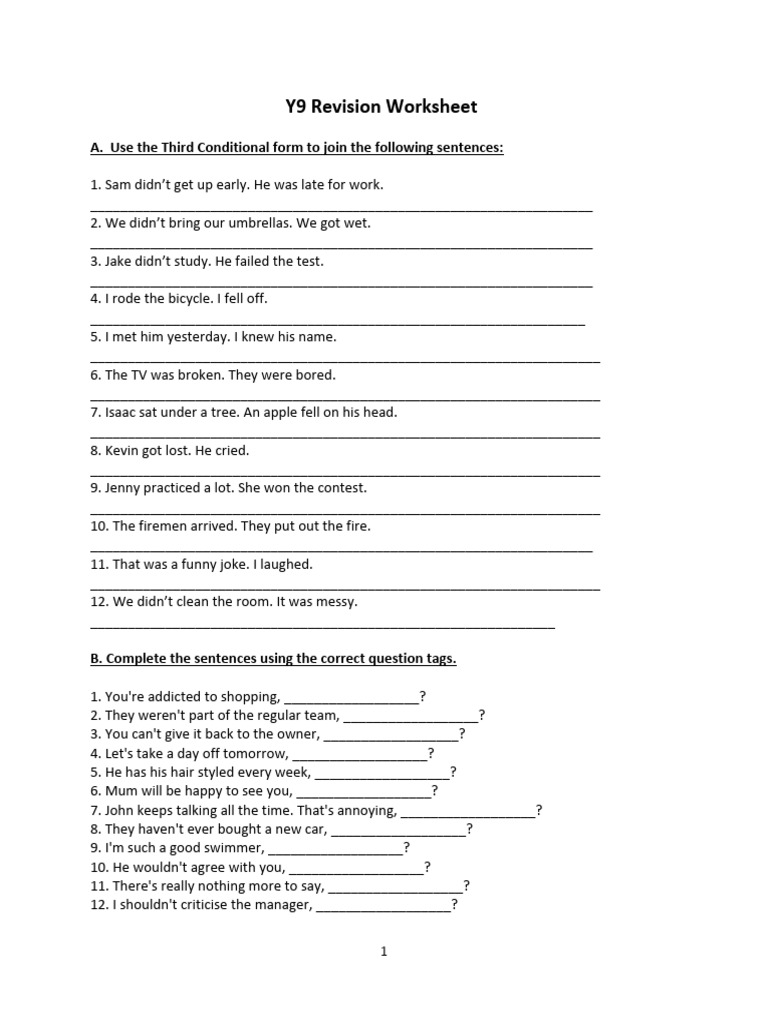Y9 Revision Worksheet & Answer Key (Mid Term 2) | PDF