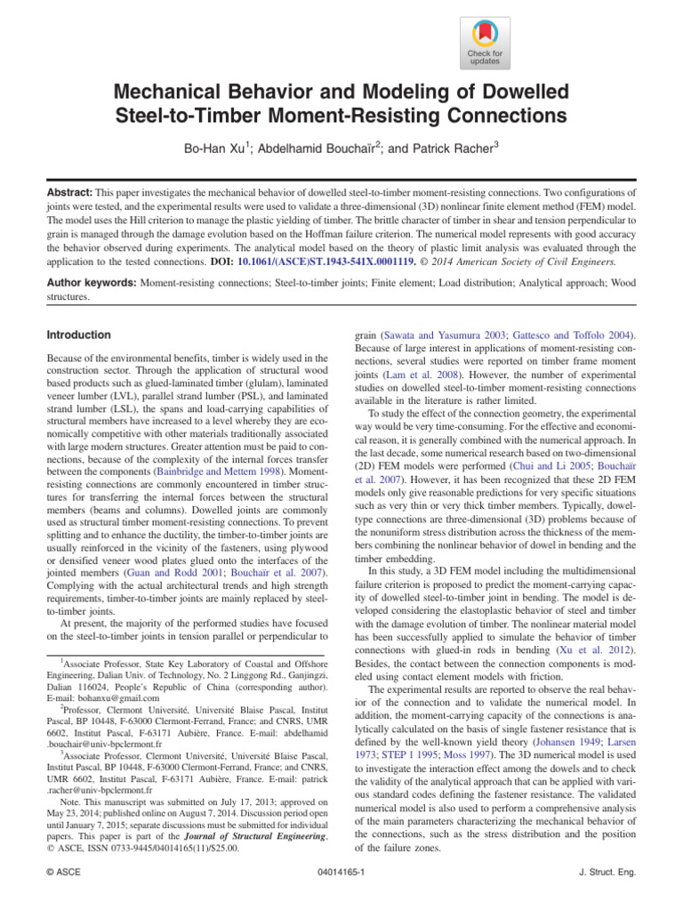 xu-et-al-2014-mechanical-behavior-and-modeling-of-dowelled-steel-to ...