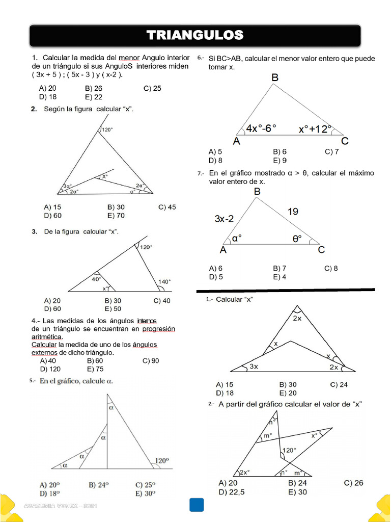 TRIANGULOS | PDF | Triángulo | Geometría Elemental
