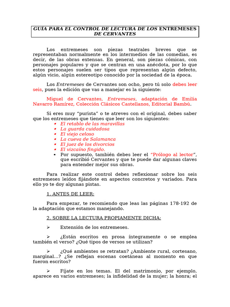 Entremeses Guc3ada1 | PDF | Miguel De Cervantes