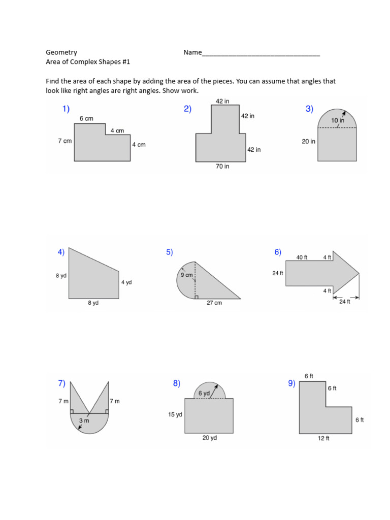 Area Calculation of Complex Shapes | PDF