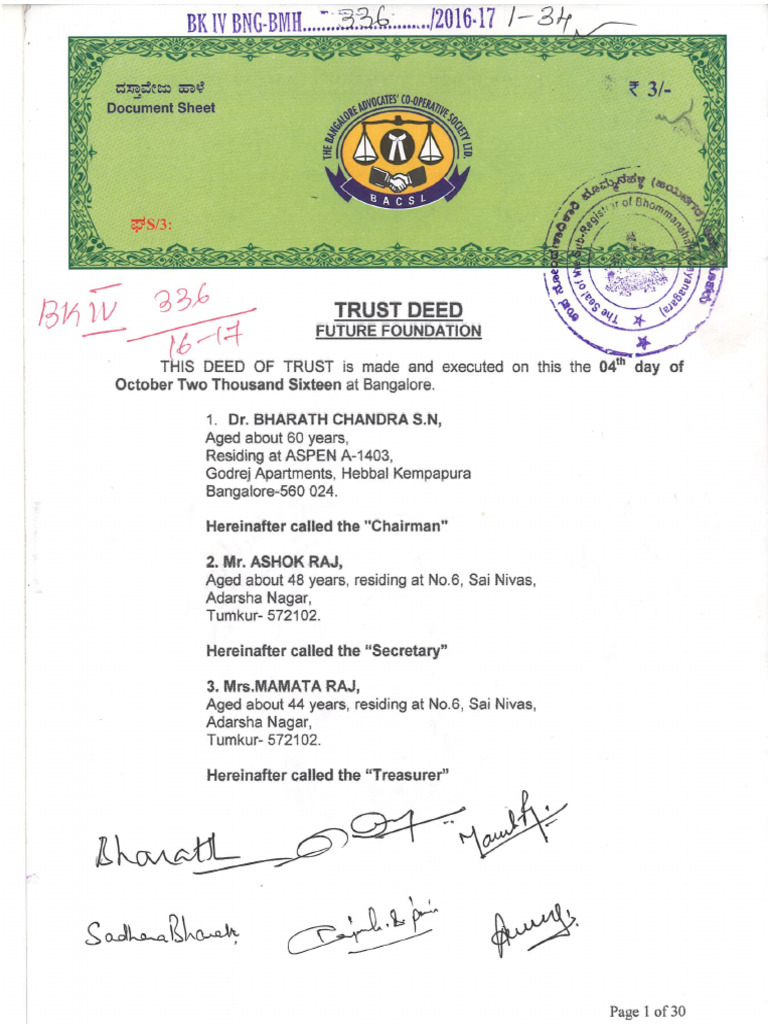 Trust-Deed - 1 | PDF