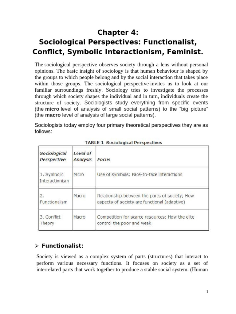 Sociological Perspectives Explained | PDF | Sociology | Society