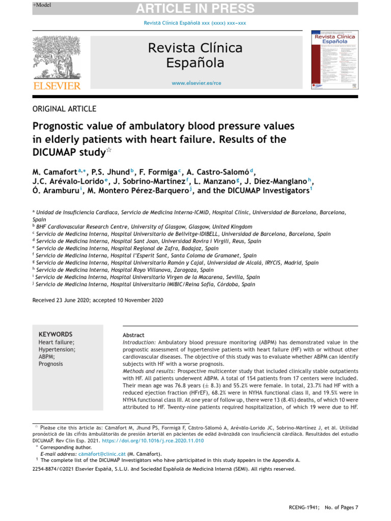 Prognostic Value of ABPM in Heart Failure | PDF | Blood Pressure ...