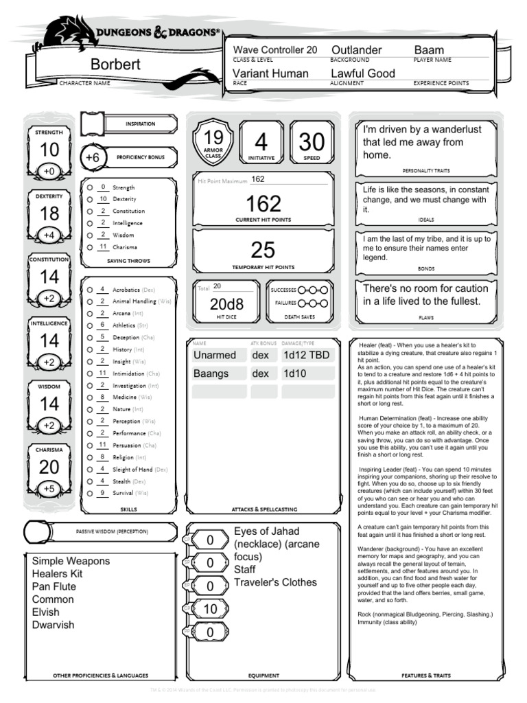 5E CharacterSheet Fillable 2 | PDF