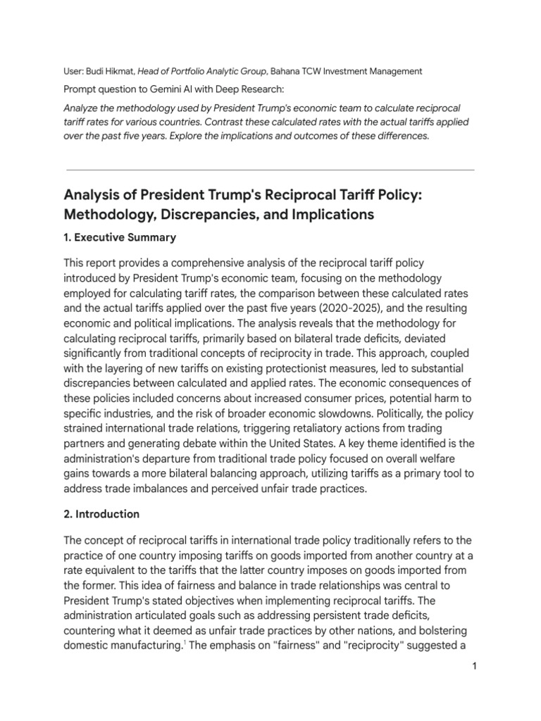 Trump's Tariff Policy: Methodology & Impact | PDF | Tariff | Balance Of ...