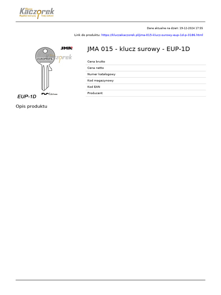 Jma 015 Klucz Surowy Eup 1d | PDF