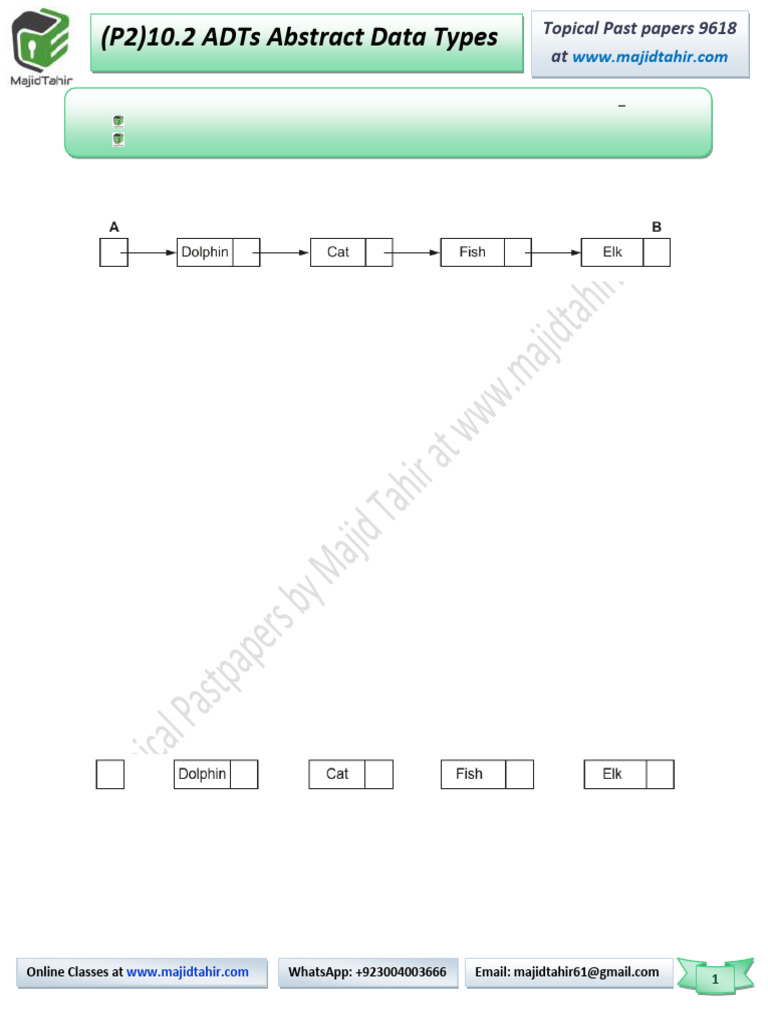 ADTs in Python: Past Paper Insights | PDF | Pointer (Computer ...