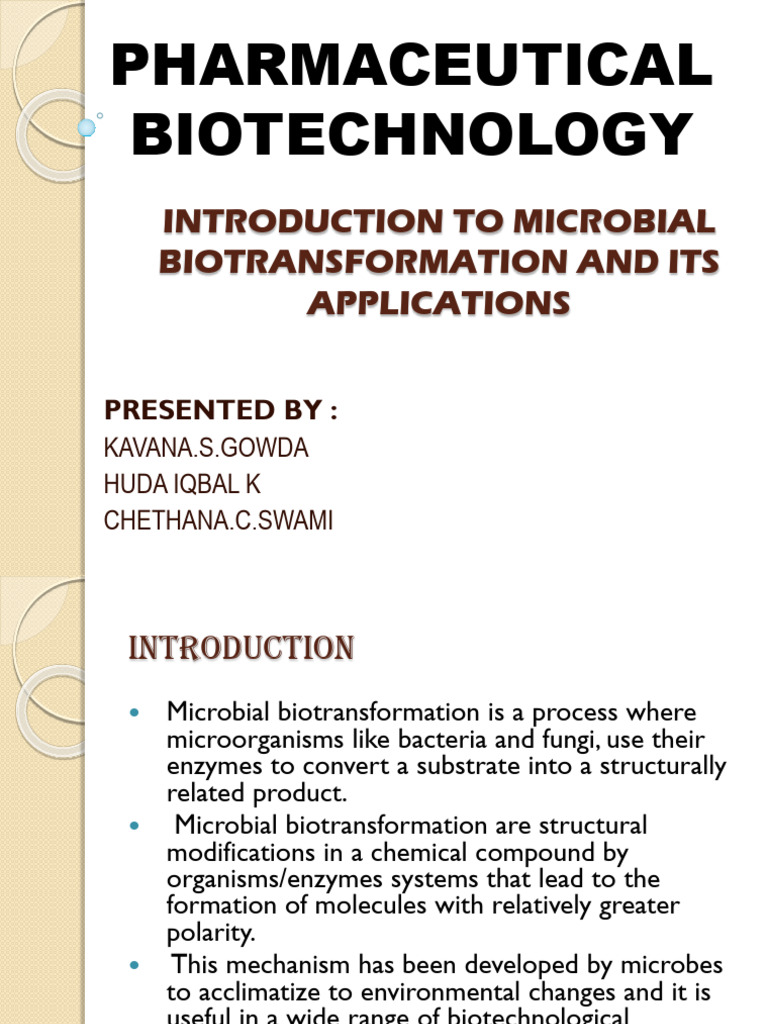 Introduction To Microbial Biotransformation and Its Applications | PDF ...