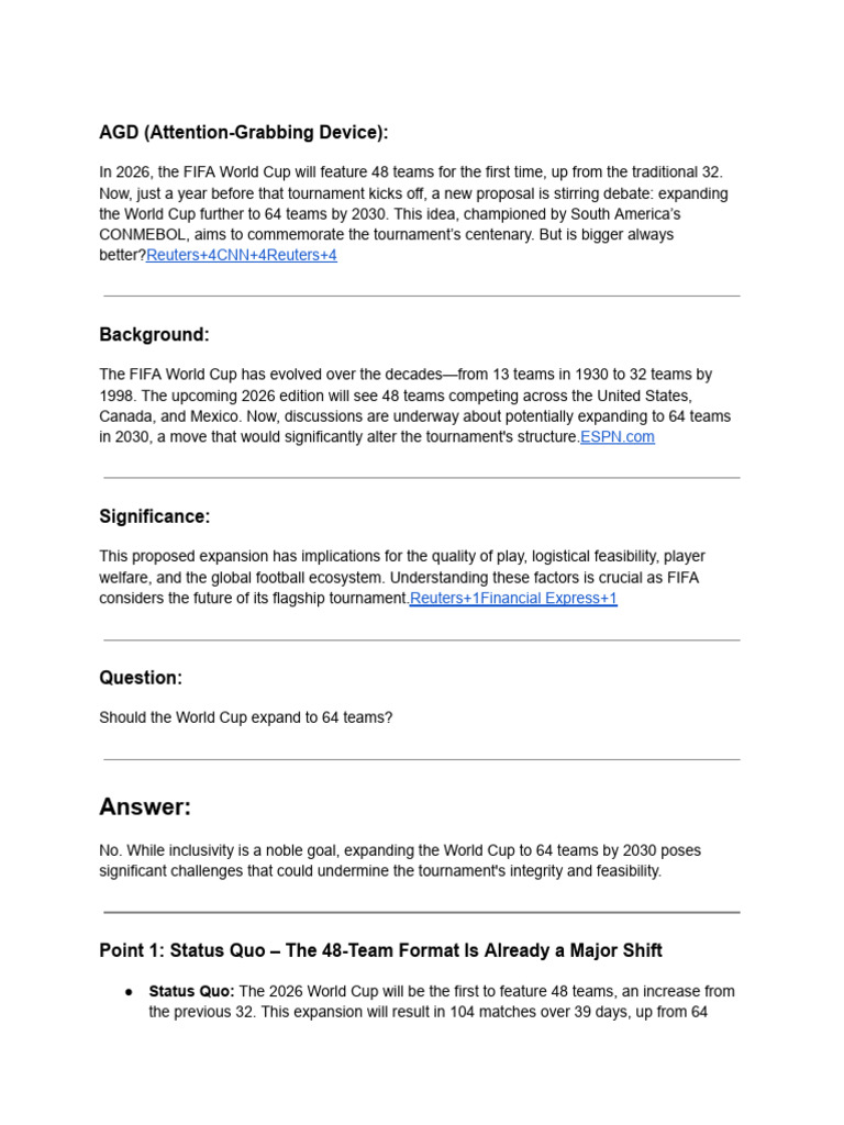 FIFA World Cup 2026: 48 Teams Debate | PDF | Fifa World Cup ...