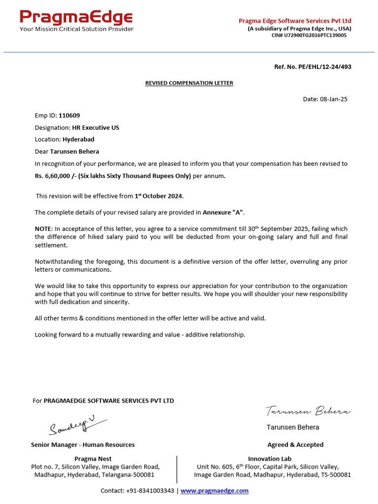 Revised Compensation for HR Executive | PDF | Employment | Insurance