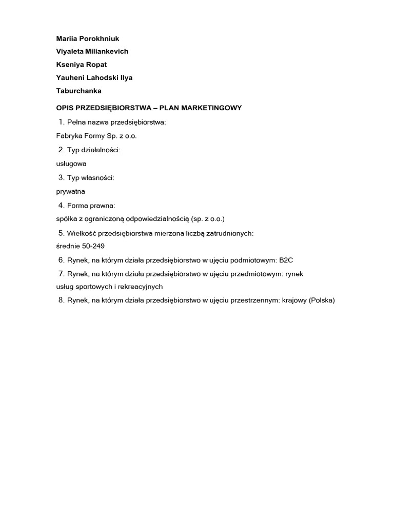 Plan Marketingowy Makrootoczenie+ Scemariusz, Cz.1 GOTOWY | PDF