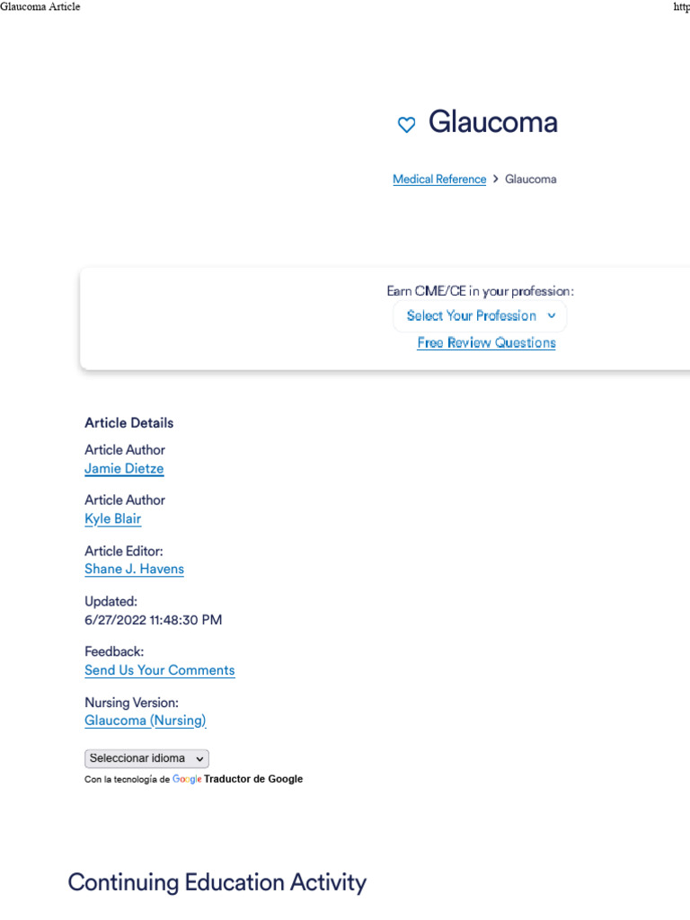 Understanding Glaucoma Types and Treatment | PDF | Glaucoma | Vision