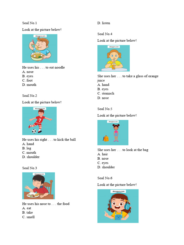 Body Parts and Their Uses Quiz | PDF