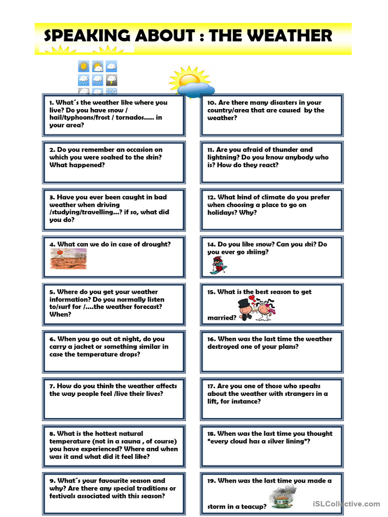 Speaking Cards. The Weather | PDF