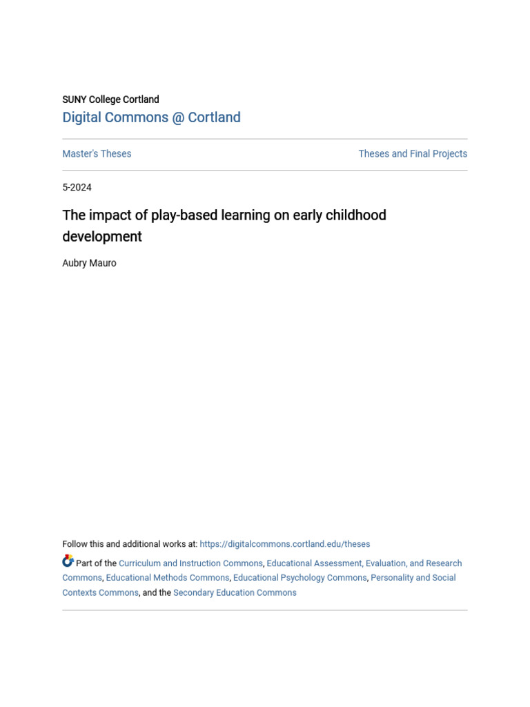 Play-Based Learning in Early Childhood | PDF | Learning | Developmental ...