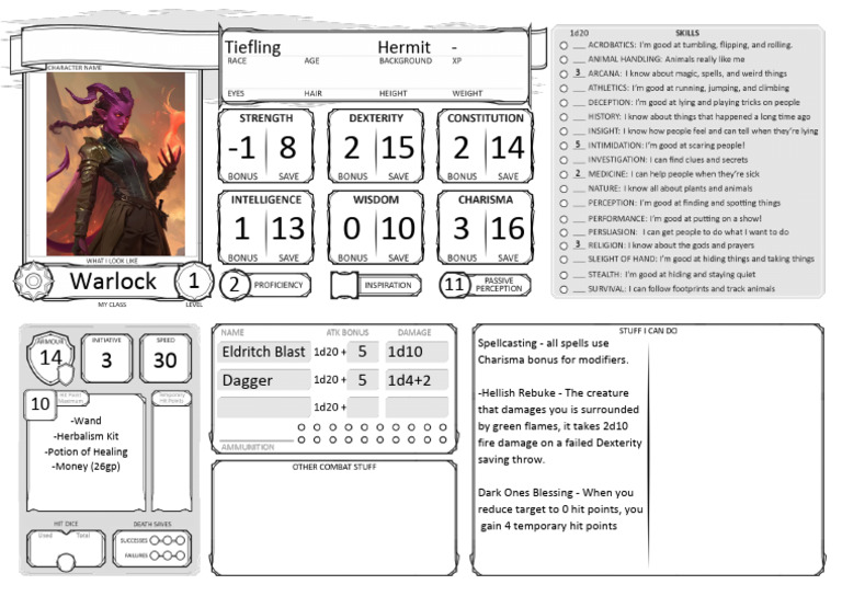 Tiefling Warlock | PDF