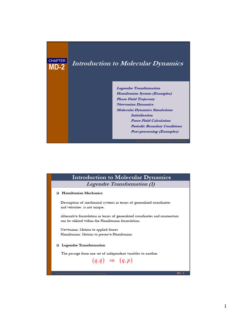 (수정) MD - 2 | PDF | Hamiltonian Mechanics | Molecular Dynamics