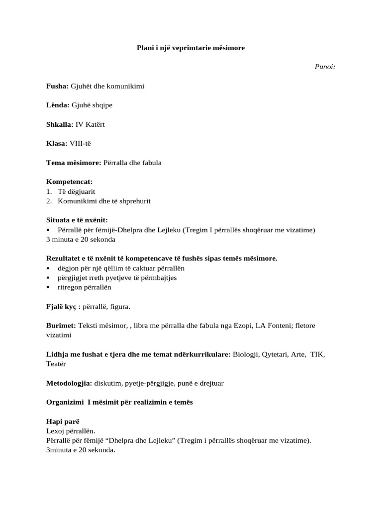 Veprimtari Mesimore | PDF