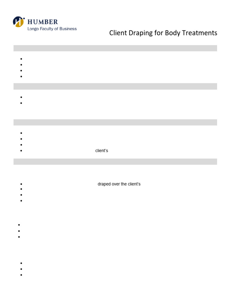 Client Draping For Body Treatments - F2024 | PDF