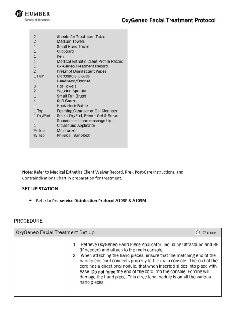 F2022 - OxyGeneo Facial Protocol | PDF