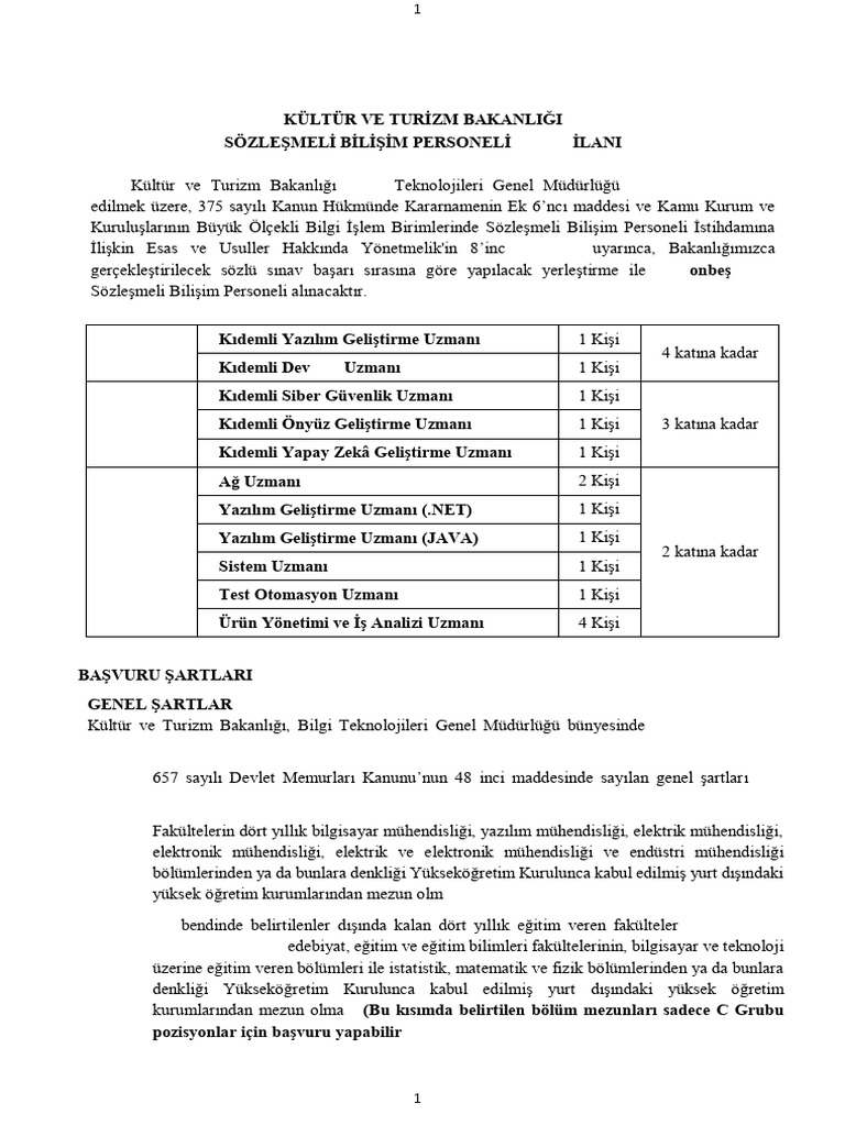 125709, Sozlesmeli Bilisim Ilan Metni 2024 16 Eylul 1 1pdf | PDF