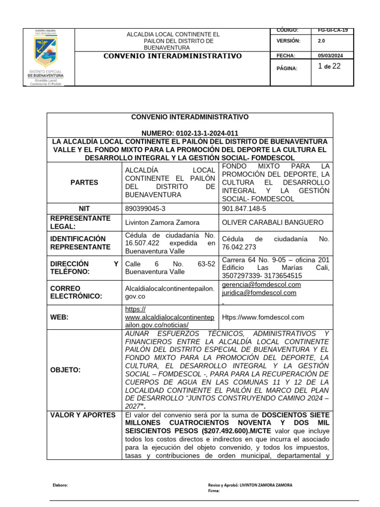 5. CONVENIO ESPECIFICO MODELO | PDF | Sustentabilidad | Infraestructura