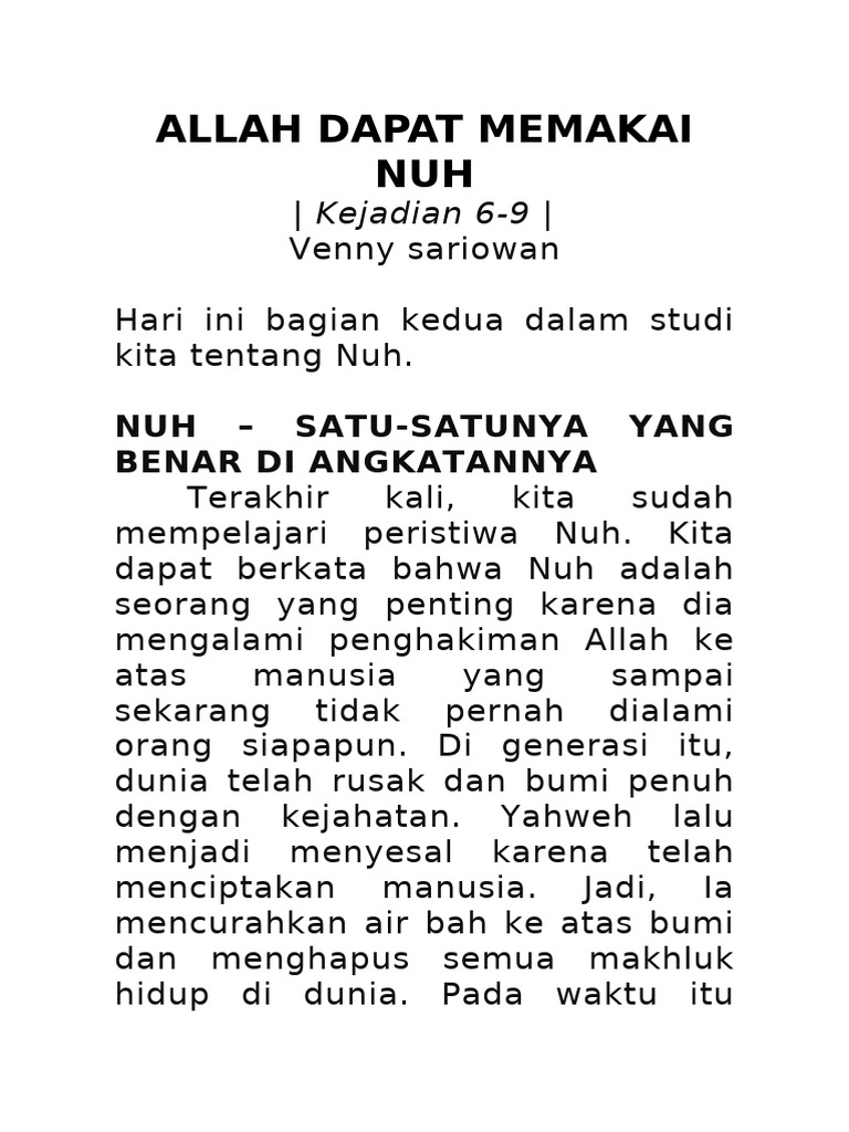 Kesetiaan Nuh di Tengah Kejahatan | PDF