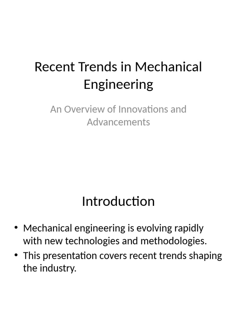 Innovations in Mechanical Engineering Trends | PDF