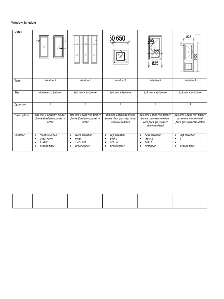 Window and Door Schedule Details | PDF | Door | Window
