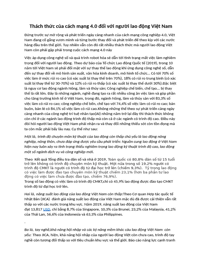 Thách TH C V I NG Lao Đ NG | PDF