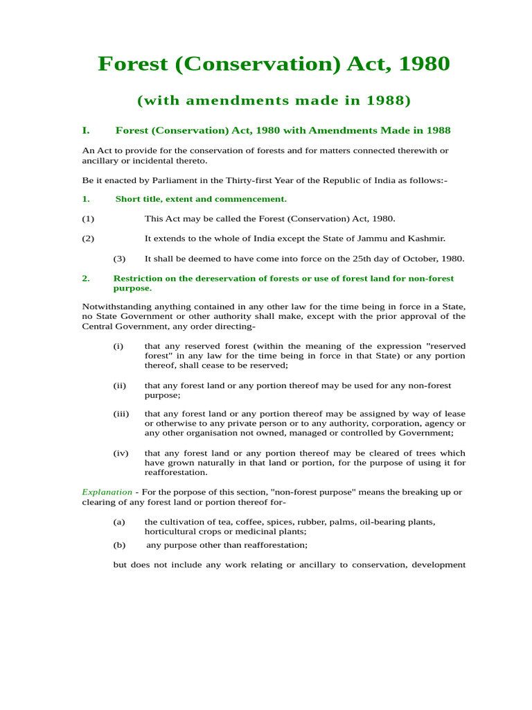 Forest_Conservation_Act-1980 | PDF | Forestry | Forests