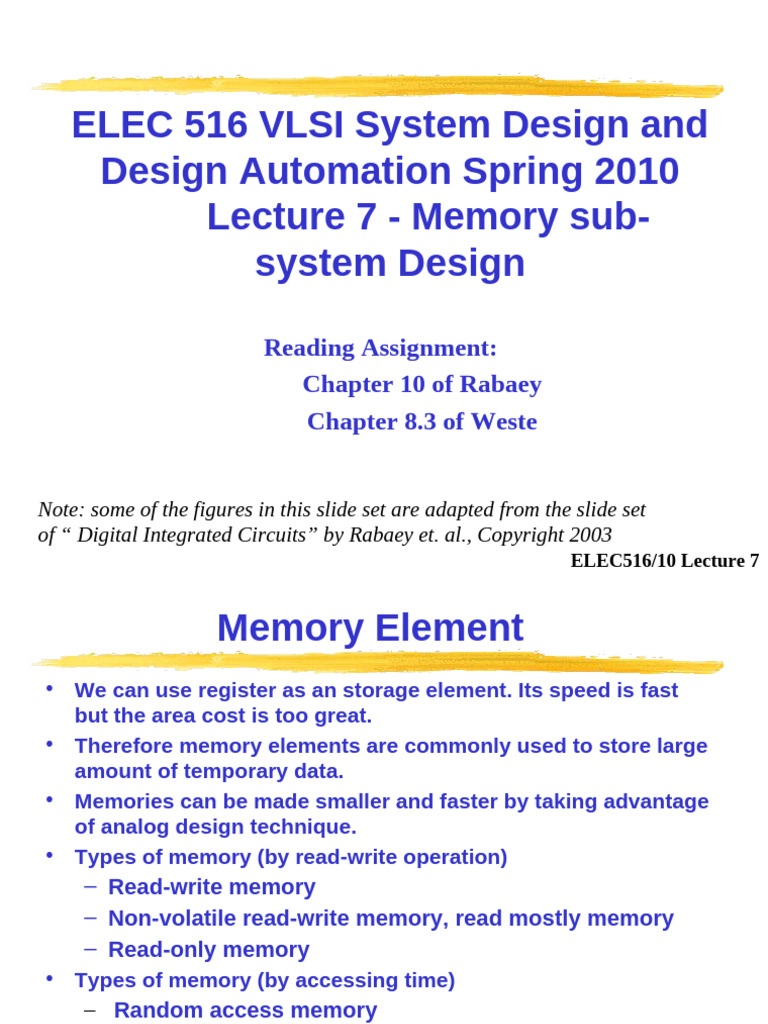 Lecture7 Memory Sub System Pdf Computer Memory Random Access Memory