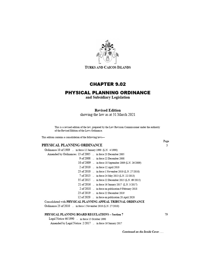Turks and Caicos Physical Planning Laws | PDF | Tribunal | Board Of ...