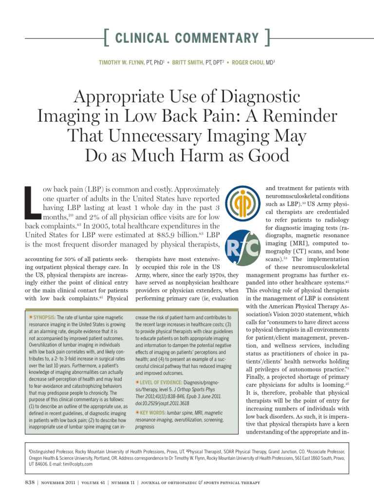 Guidelines for Imaging in Low Back Pain | PDF | Medical Imaging | Low ...