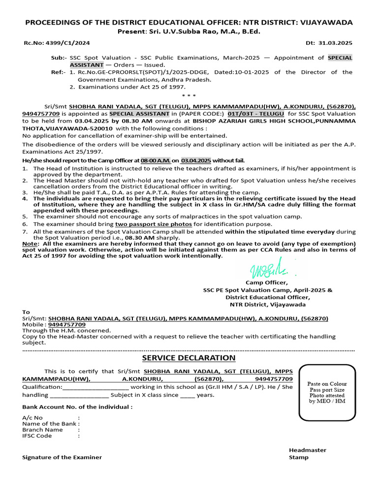 Special Assistants Ssc2025 Spot Valuation | PDF | Languages Of India ...