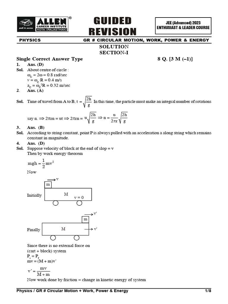 Circular Motion: Work, Power & Energy Guide | PDF | Physical Quantities ...