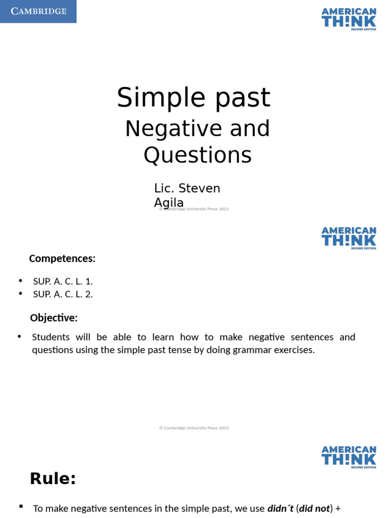 Simple Past Tense: Negatives & Questions | PDF