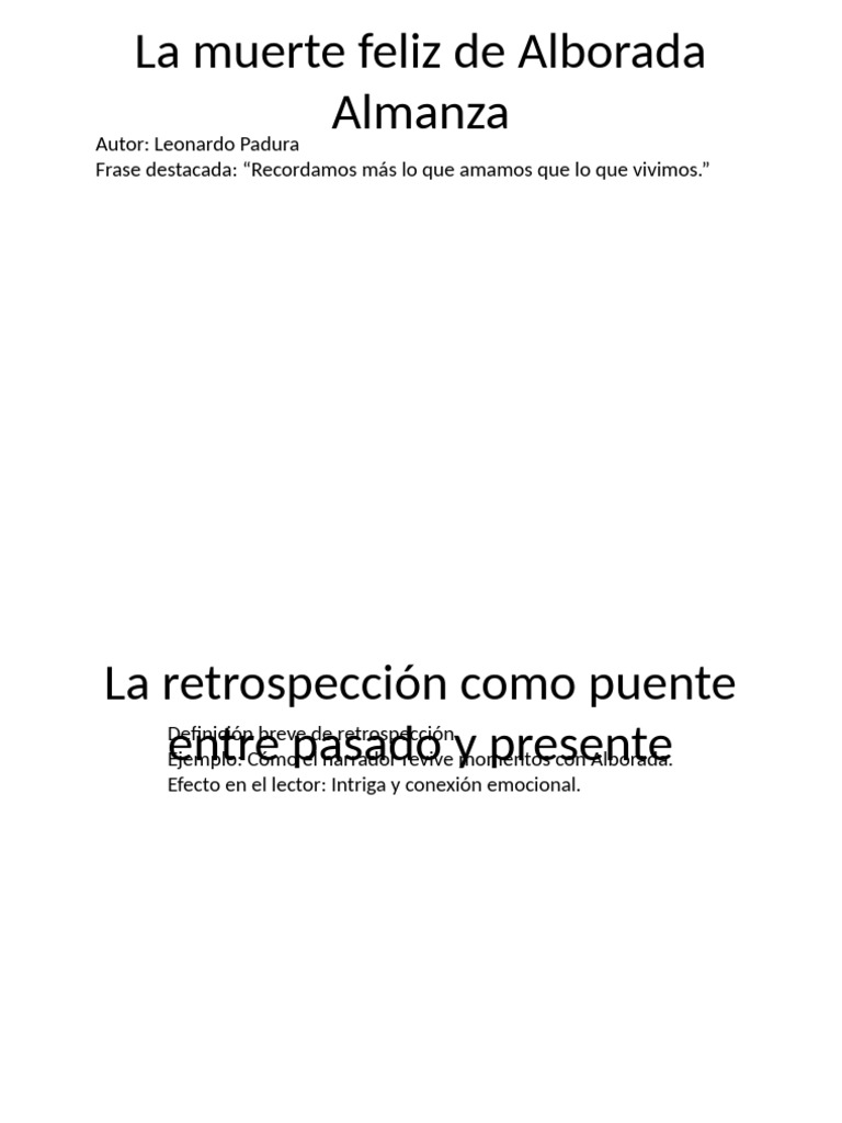 La Muerte Feliz de Alborada Almanza Analisis Final | PDF