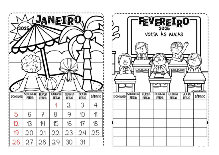 Calendário Janeiro e Fevereiro | PDF