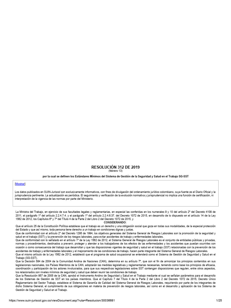 Resolucion 0312 de 2019 | PDF | Seguridad y salud ocupacional | Derecho laboral