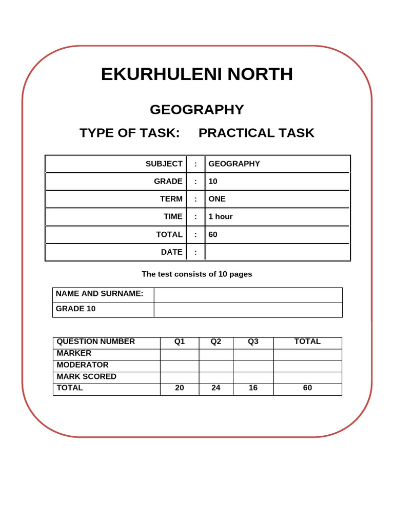 Grade 10 Geography Practical Task 2024 | PDF | Geographic Information ...