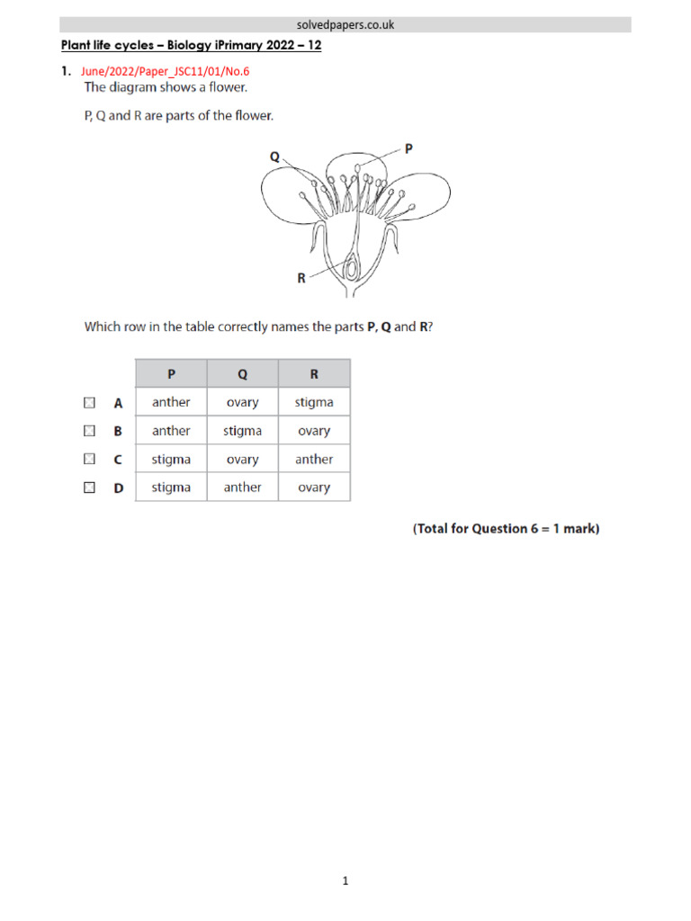2022 12 Plant Life Cycles Edexcel Biology Iprimary | PDF | Biology