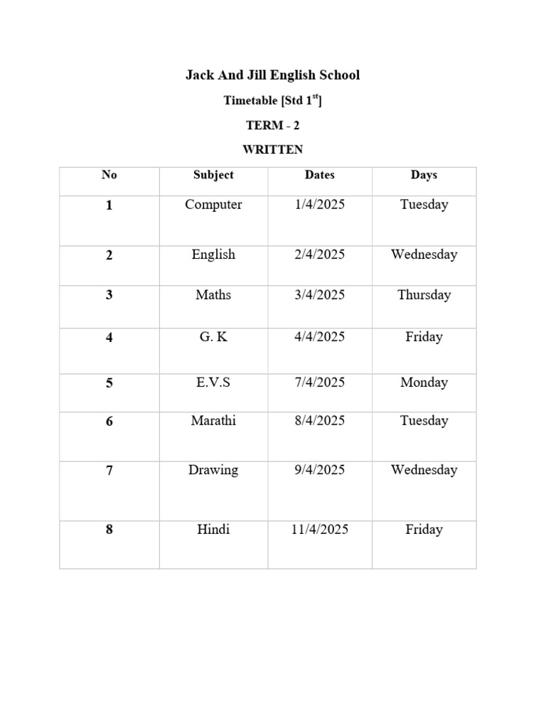 Time Table | PDF